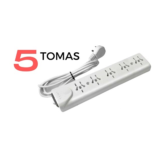 PROLONGACION TOP 5 TOMAS C/INTERRUPTOR Y CABLE 1.3MT - N3199 ...